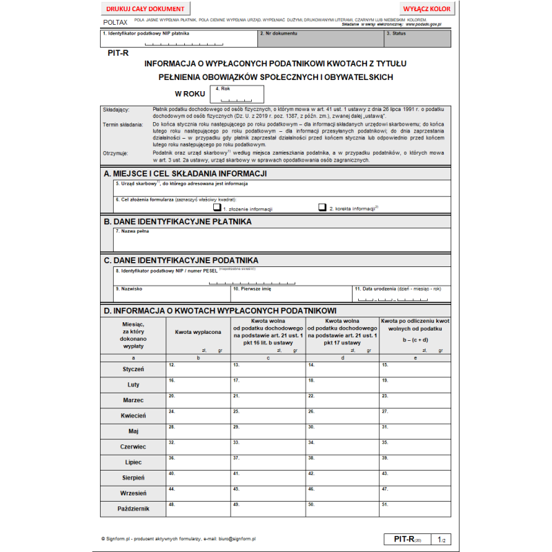 PIT-R za 2020 r.
