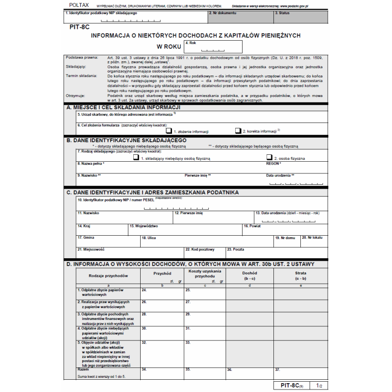 PIT-8C za 2018