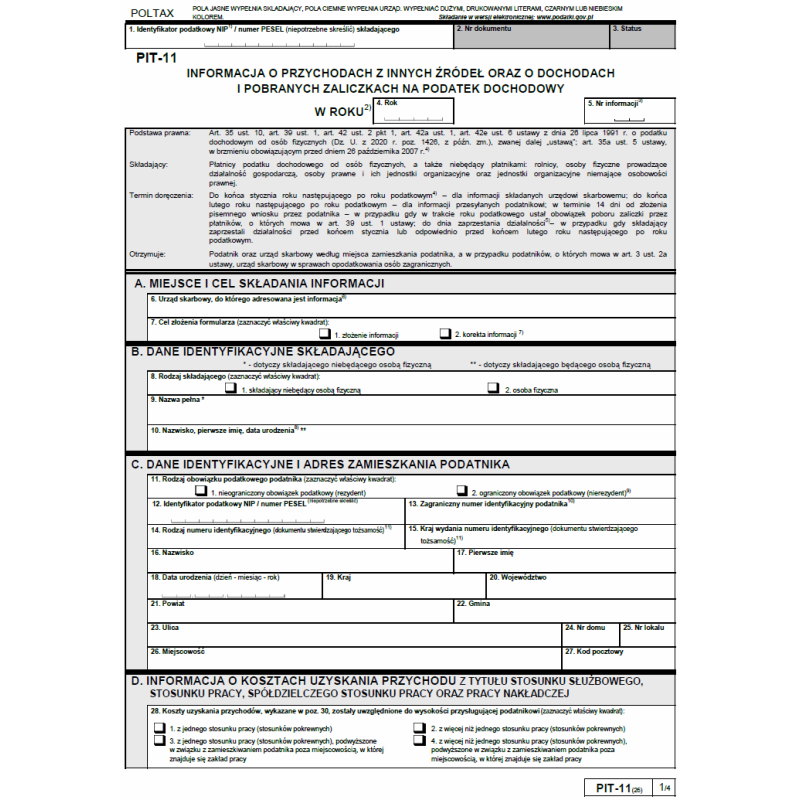 PIT-11 za 2020
