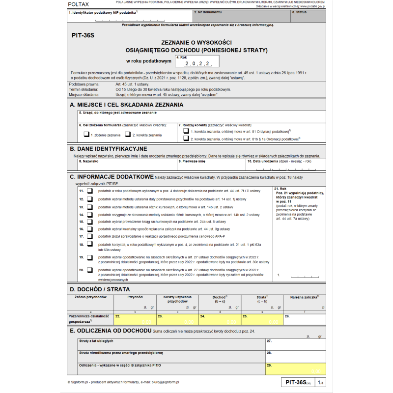 PIT-36 (30) za 2022
